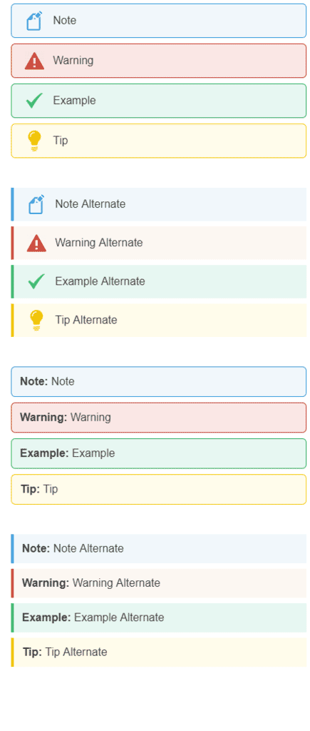 CSS Tip: Creating Styled Boxes for Notes, Warnings, Examples, and Tips CSS Tip: Creating Styled Boxes for Notes, Warnings, Examples, and Tips
